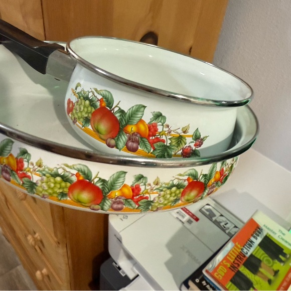 Kitchen | Vintage Floral Enamel Cookware Set Made In Indonesia | Poshmark
